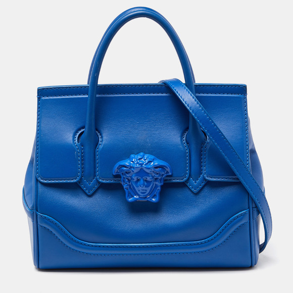 Versace | Bags | Versace Blue Leather Empire Palazzo Tote | Poshmark